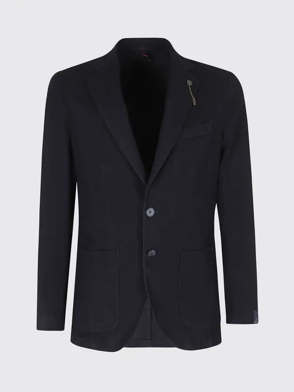 SANTANIELLO Single-breasted Pure Cotton Blazer With Patch Pockets