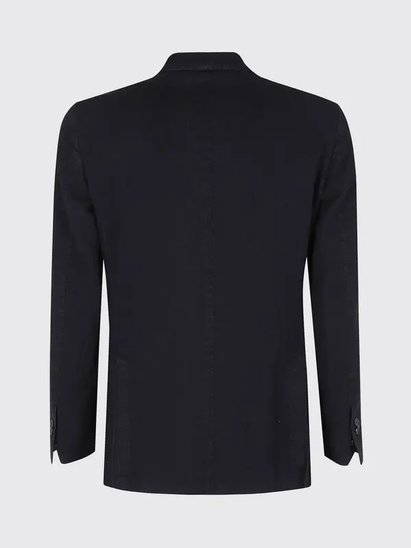 SANTANIELLO Single-breasted Pure Cotton Blazer With Patch Pockets