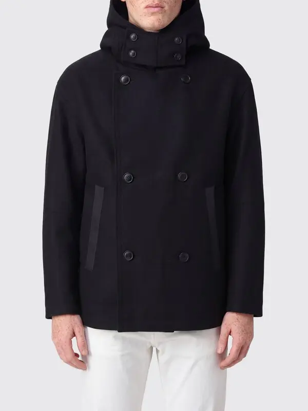 DUNO Double-breasted Short Coat In Virgin Wool With A High Neck