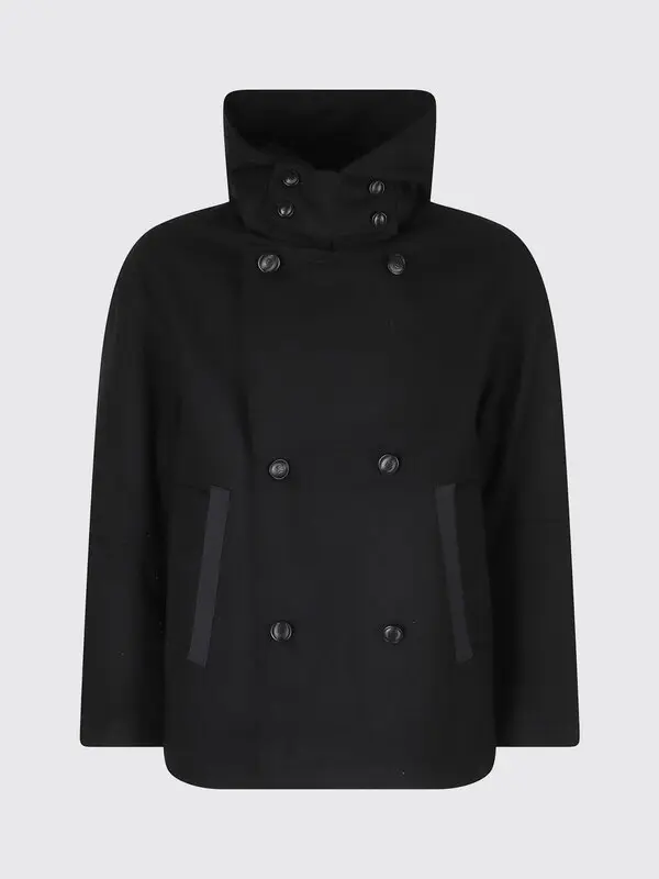 DUNO Double-breasted Short Coat In Virgin Wool With A High Neck