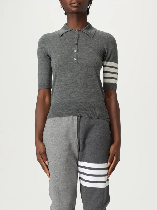 Thom Browne Slim Fit Knitted Polo Shirt In Virgin Wool With 4-bar Stripe
