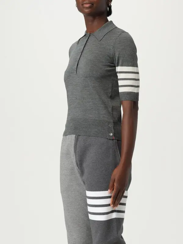 Thom Browne Slim Fit Knitted Polo Shirt In Virgin Wool With 4-bar Stripe