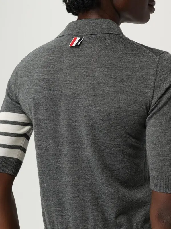 Thom Browne Slim Fit Knitted Polo Shirt In Virgin Wool With 4-bar Stripe