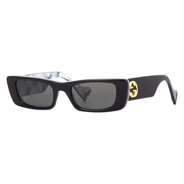 Gucci Rectangular Sunglasses With Logo Detail - Black