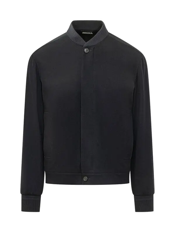 Zegna Oasi Cashmere Bomber Jacket - 412 Blu