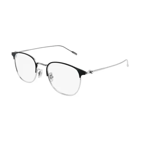 Montblanc Mini Black Demo Lens Eyeglasses With Black And Silver Look - Black/silver