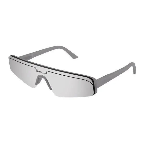 Balenciaga Bb0003s Mini Sunglasses With Silver Mirror Lenses