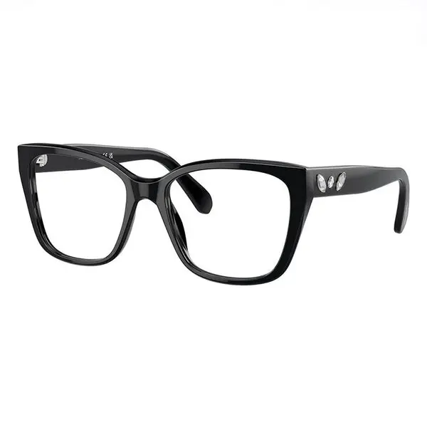 SWAROVSKI Sleek Modern Eyeglasses With Clear Demo Lenses - Black