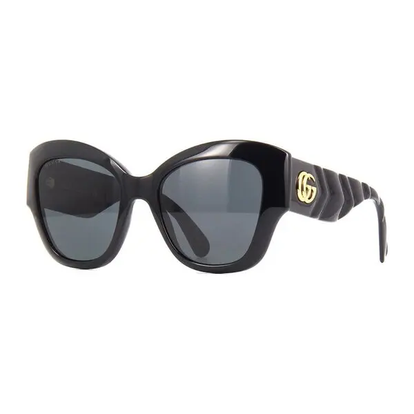 Gucci Oversized Butterfly Sunglasses With Logo Temple Detail - Black