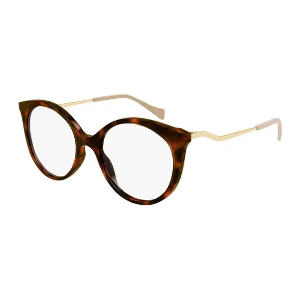 Gucci Gg Mini Havana Gold Eyeglasses With Clear Demo Lens