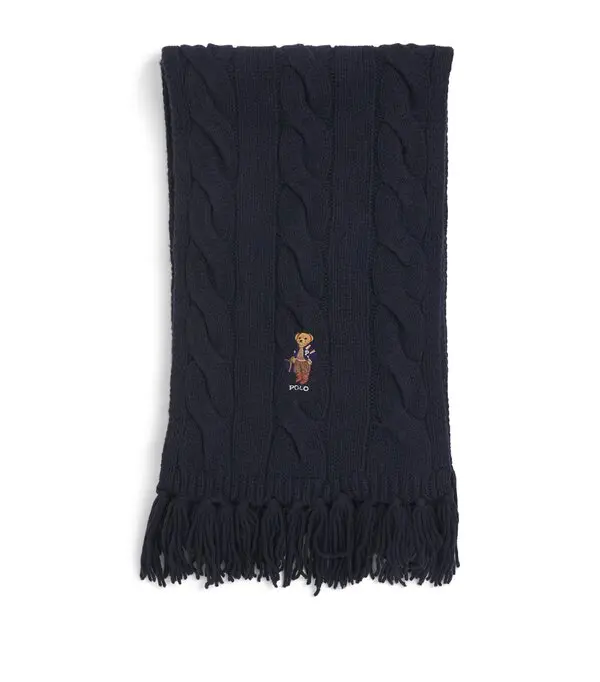 Polo Ralph Lauren Wool-blend Cable-knit Bear Scarf - Ivory