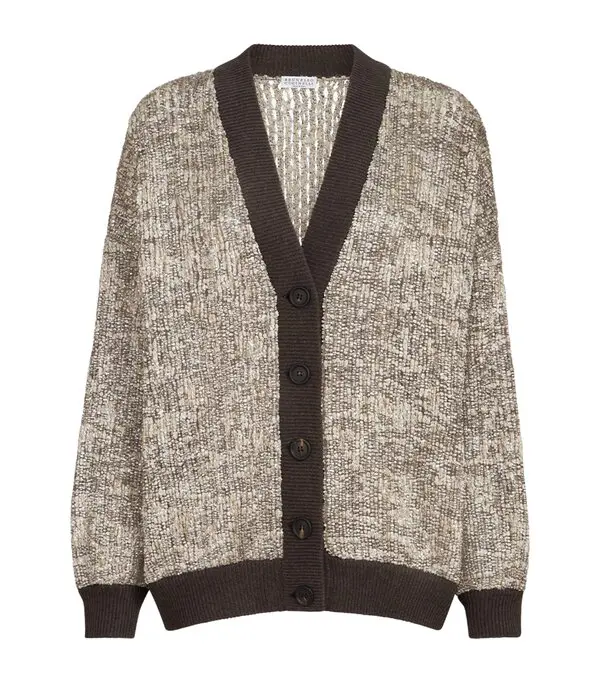 Brunello Cucinelli Dazzling Craquelé V-neck Cardigan