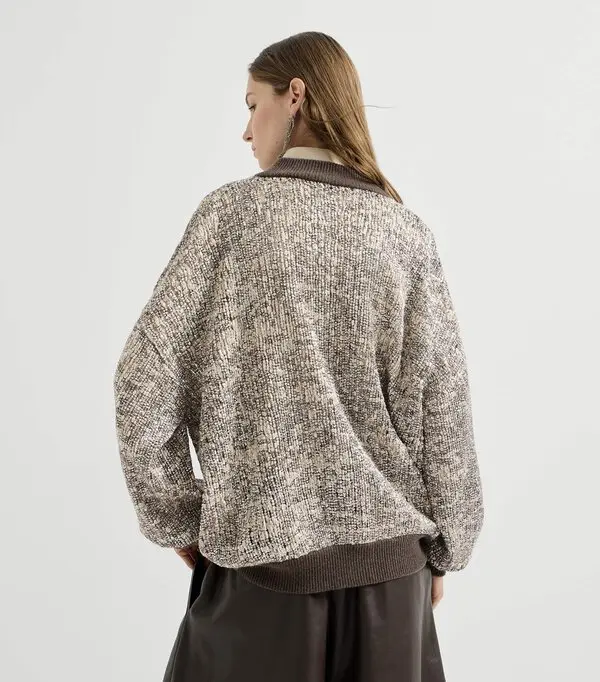 Brunello Cucinelli Dazzling Craquelé V-neck Cardigan