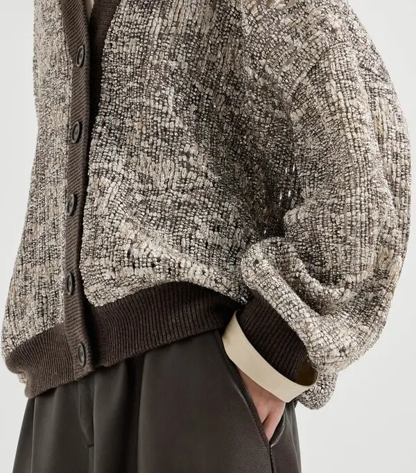 Brunello Cucinelli Dazzling Craquelé V-neck Cardigan