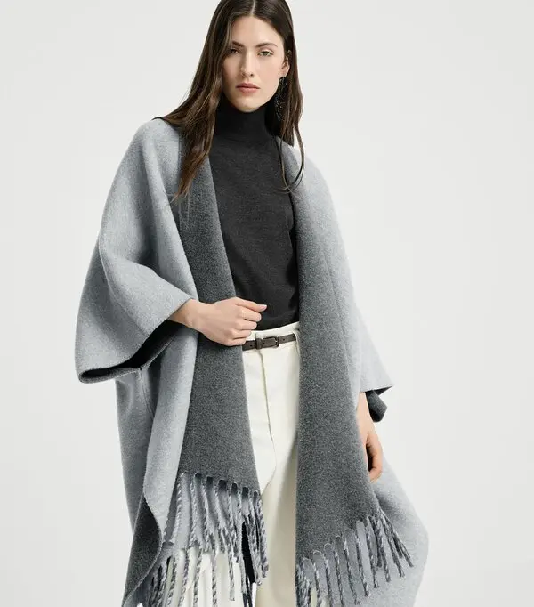 Brunello Cucinelli Wool-cashmere Reversible Poncho