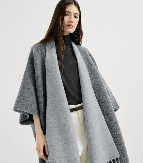 Brunello Cucinelli Wool-cashmere Reversible Poncho