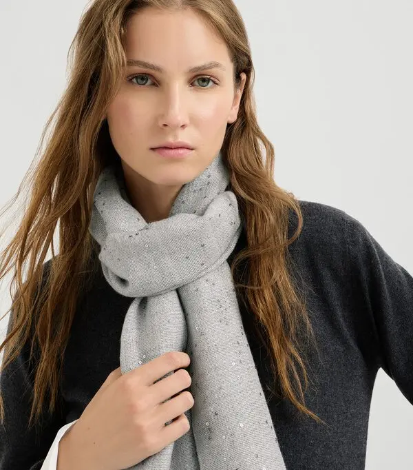 Brunello Cucinelli Cashmere-silk Embellished Scarf
