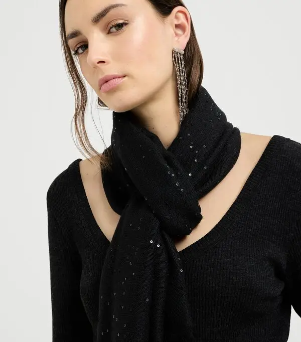 Brunello Cucinelli Cashmere-silk Embellished Scarf