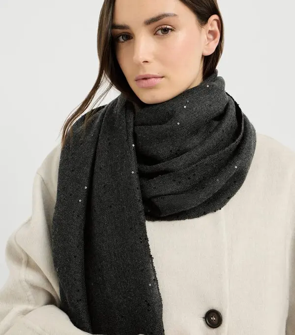 Brunello Cucinelli Cashmere-silk Embellished Scarf