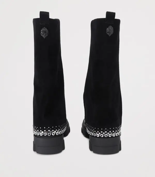 Kurt Geiger Suede Stomp Foldover Crystal Boots 50