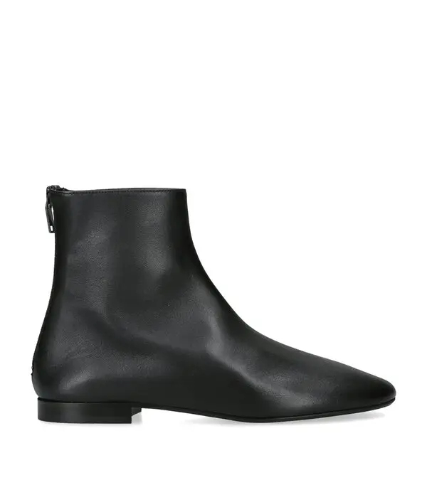 TOTEME Leather Contour Ankle Boots - Black