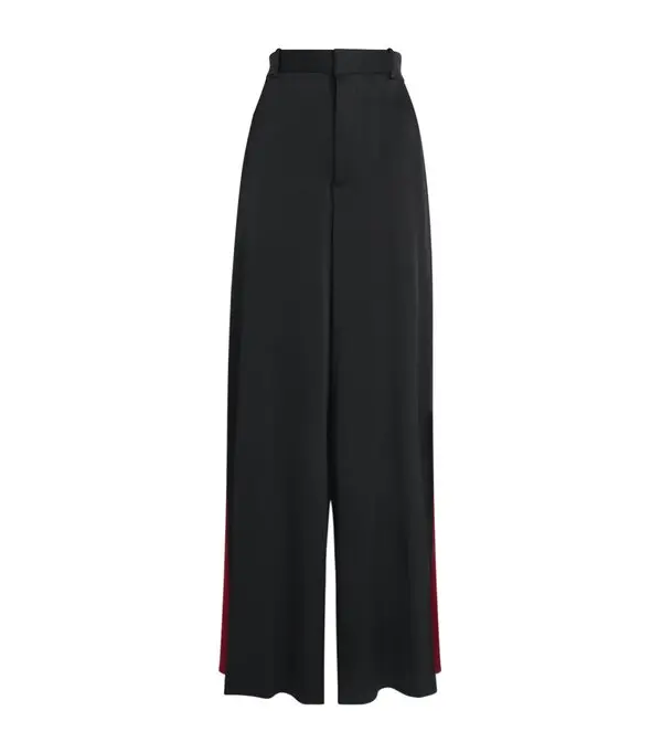 Polo Ralph Lauren Crepe Wide-leg Tuxedo Trousers - Black