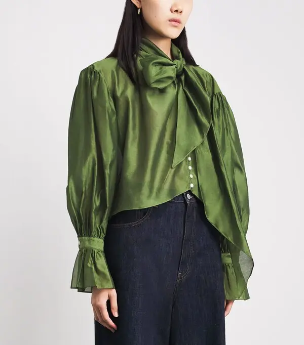 Polo Ralph Lauren Cotton-silk Tie-neck Blouse