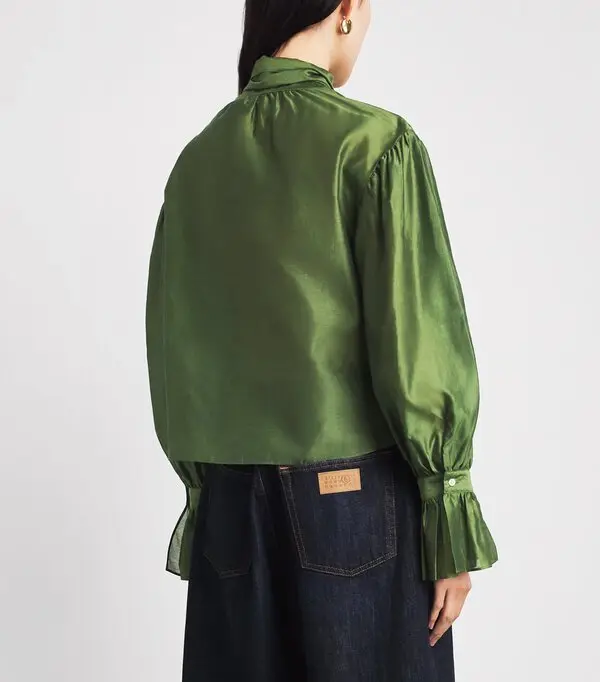 Polo Ralph Lauren Cotton-silk Tie-neck Blouse