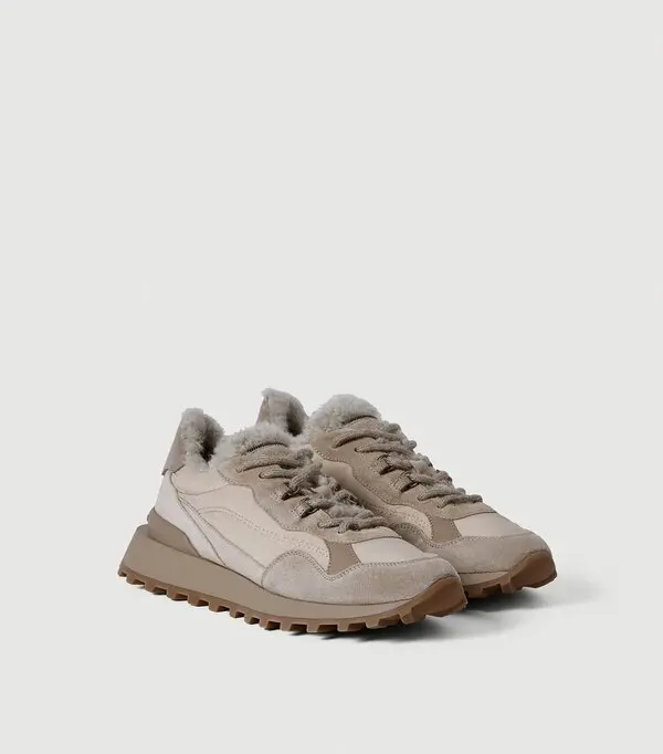 Brunello Cucinelli Suede Shearling Sneakers