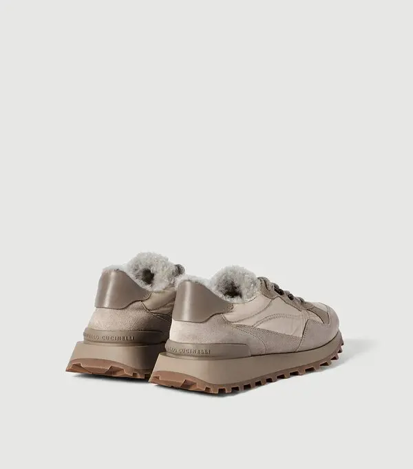 Brunello Cucinelli Suede Shearling Sneakers