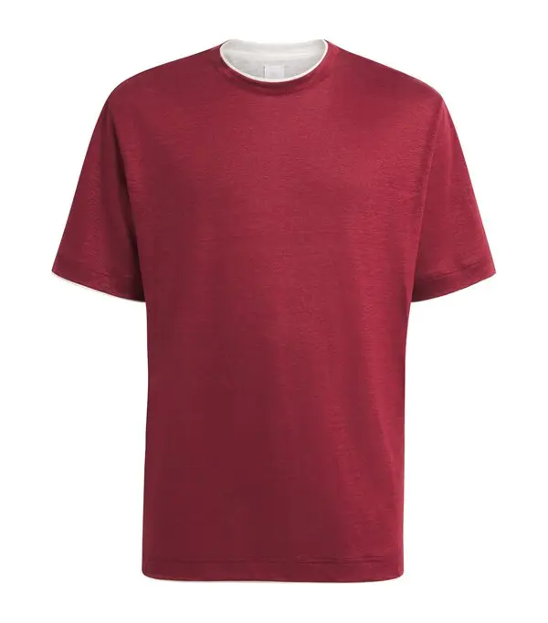Eleventy Linen Layered T-shirt - Red