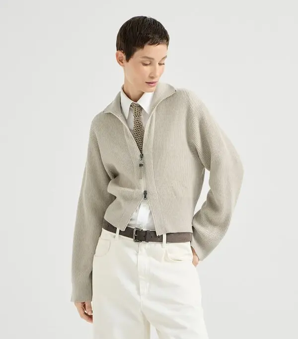 Brunello Cucinelli Cashmere-blend Zip-up Cardigan