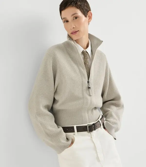 Brunello Cucinelli Cashmere-blend Zip-up Cardigan