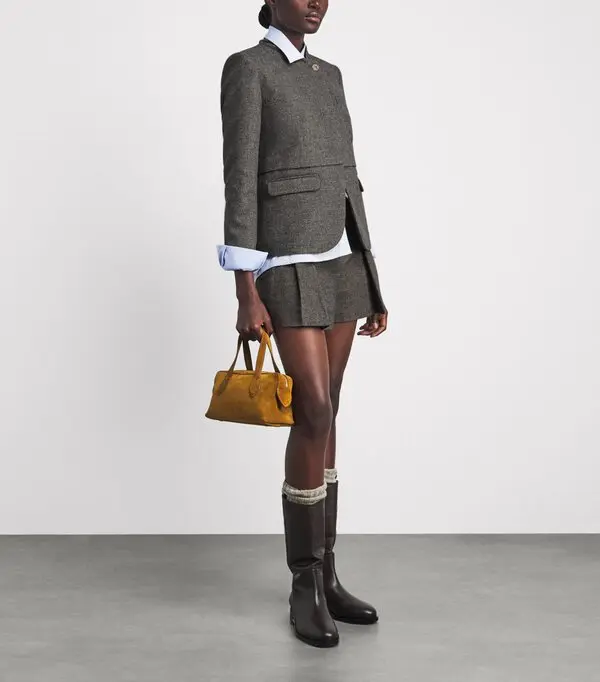 Sandro Houndstooth Pleated Shorts