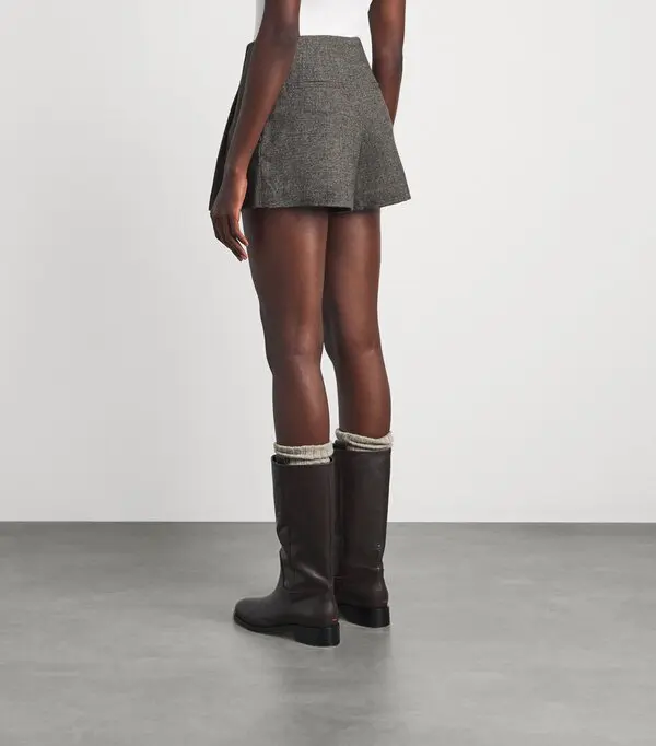 Sandro Houndstooth Pleated Shorts