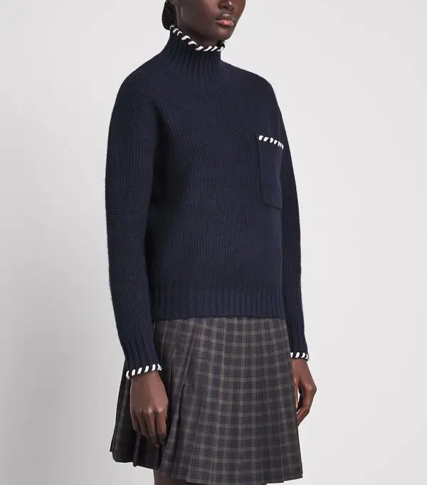 Sandro Wool Topstitch Stand-collar Sweater