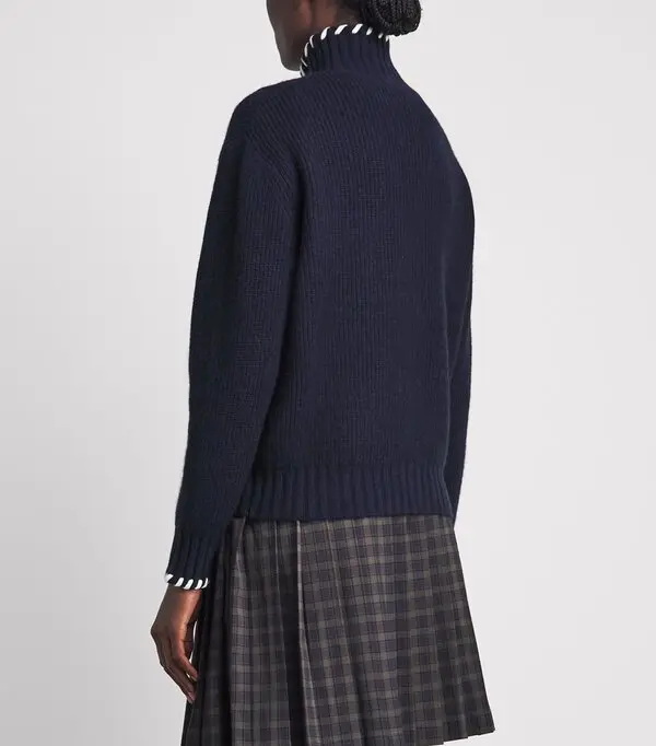 Sandro Wool Topstitch Stand-collar Sweater