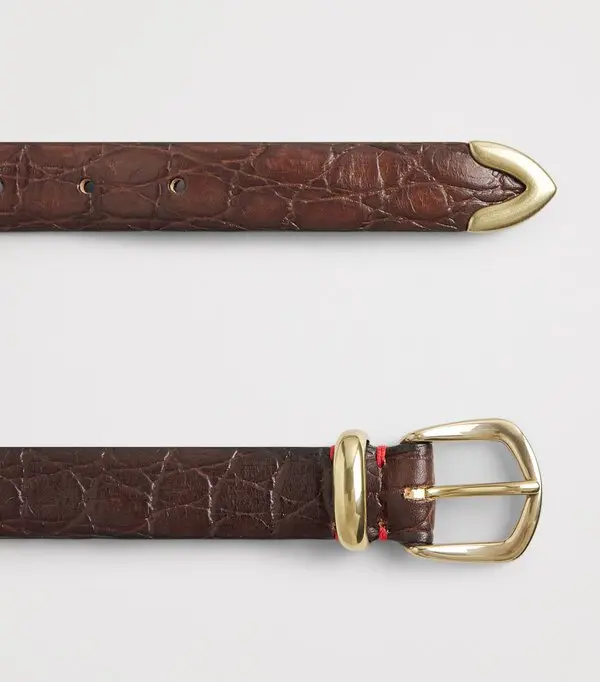 Eleventy Croc-embossed Leather Buckle Belt