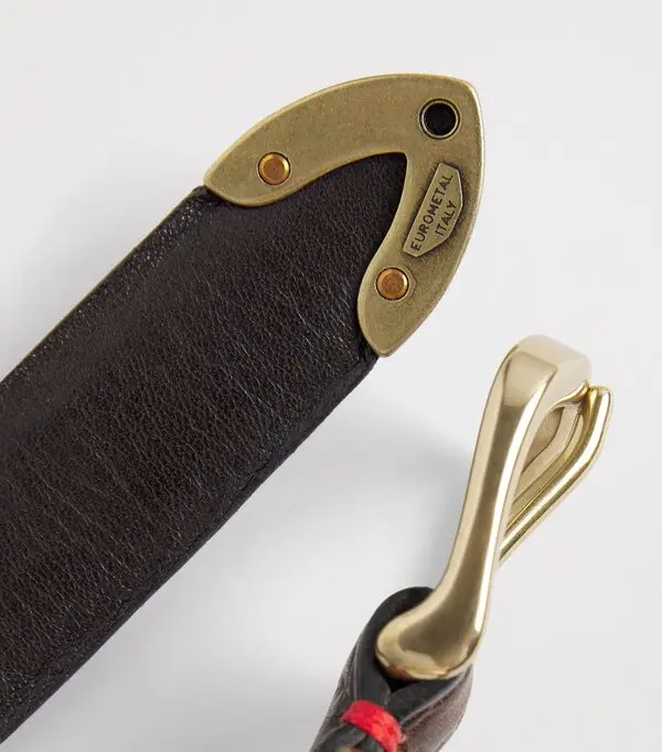 Eleventy Croc-embossed Leather Buckle Belt