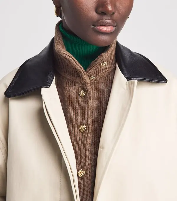 Sandro Cotton Leather-trim Trench Coat