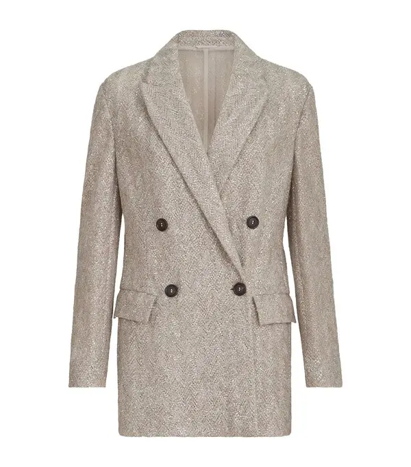 Brunello Cucinelli Wool-blend Dazzling Chevron Blazer