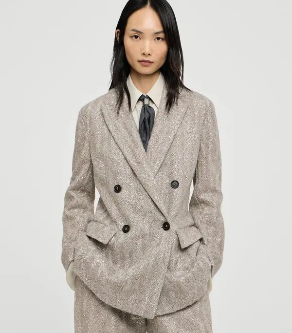 Brunello Cucinelli Wool-blend Dazzling Chevron Blazer