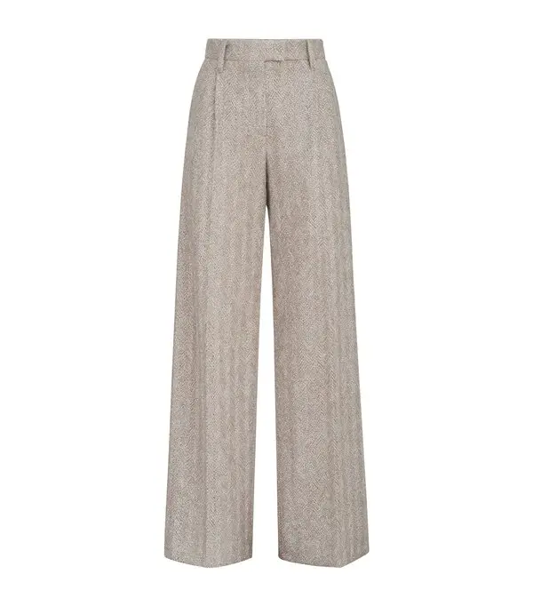 Brunello Cucinelli Sequin-embroidered Loose Pleated Trousers