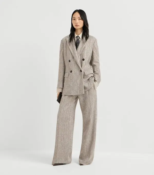 Brunello Cucinelli Sequin-embroidered Loose Pleated Trousers
