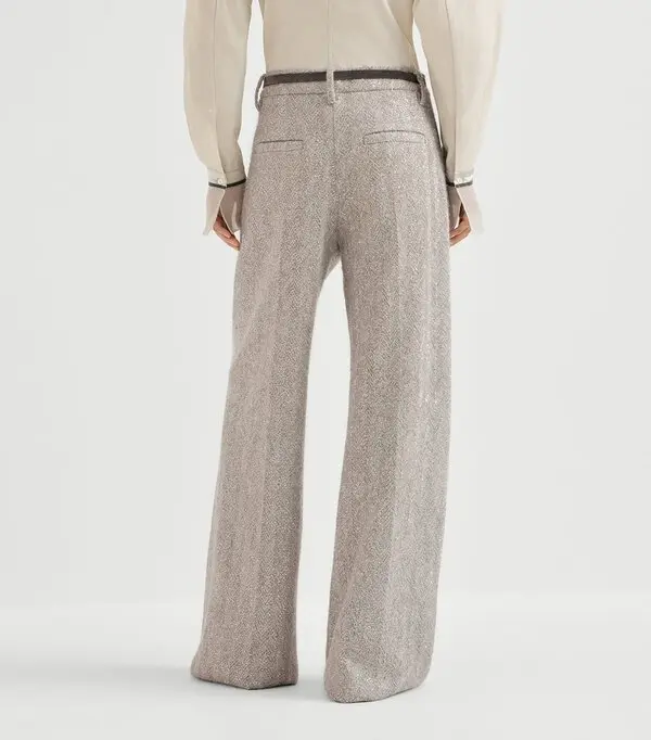 Brunello Cucinelli Sequin-embroidered Loose Pleated Trousers