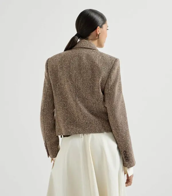 Brunello Cucinelli Wool-blend Sparkly Chevron Blazer