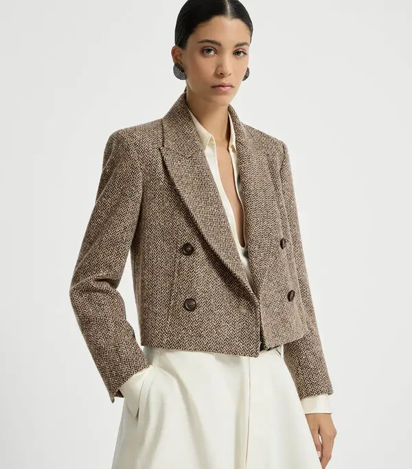 Brunello Cucinelli Wool-blend Sparkly Chevron Blazer