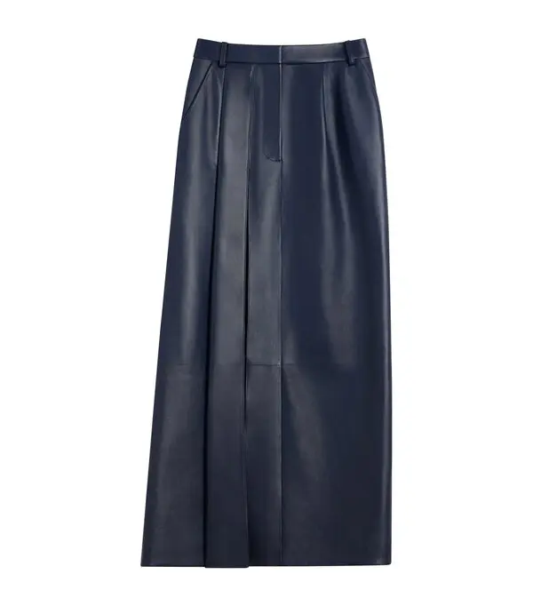 Givenchy Nappa Lambskin Pleated Midi Skirt - Navy