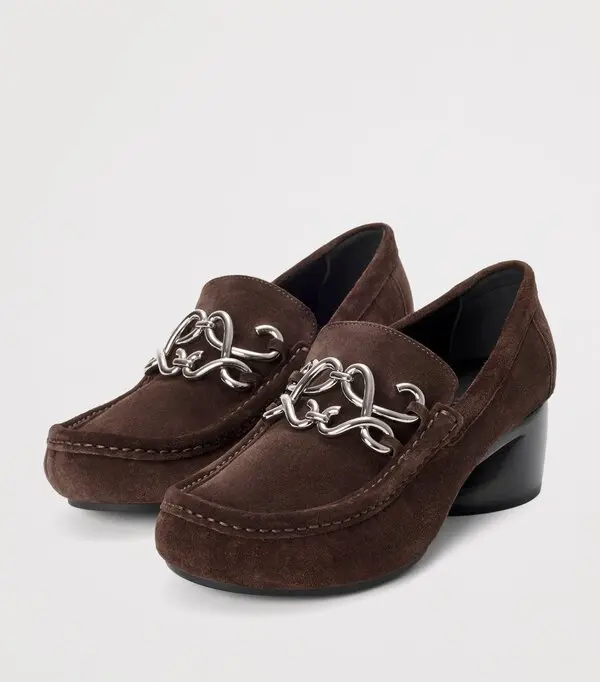 Loewe Leather Oval Double L Heeled Loafers 45