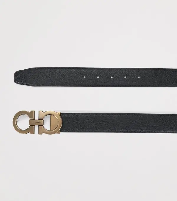 FERRAGAMO Leather Double Gancini Belt
